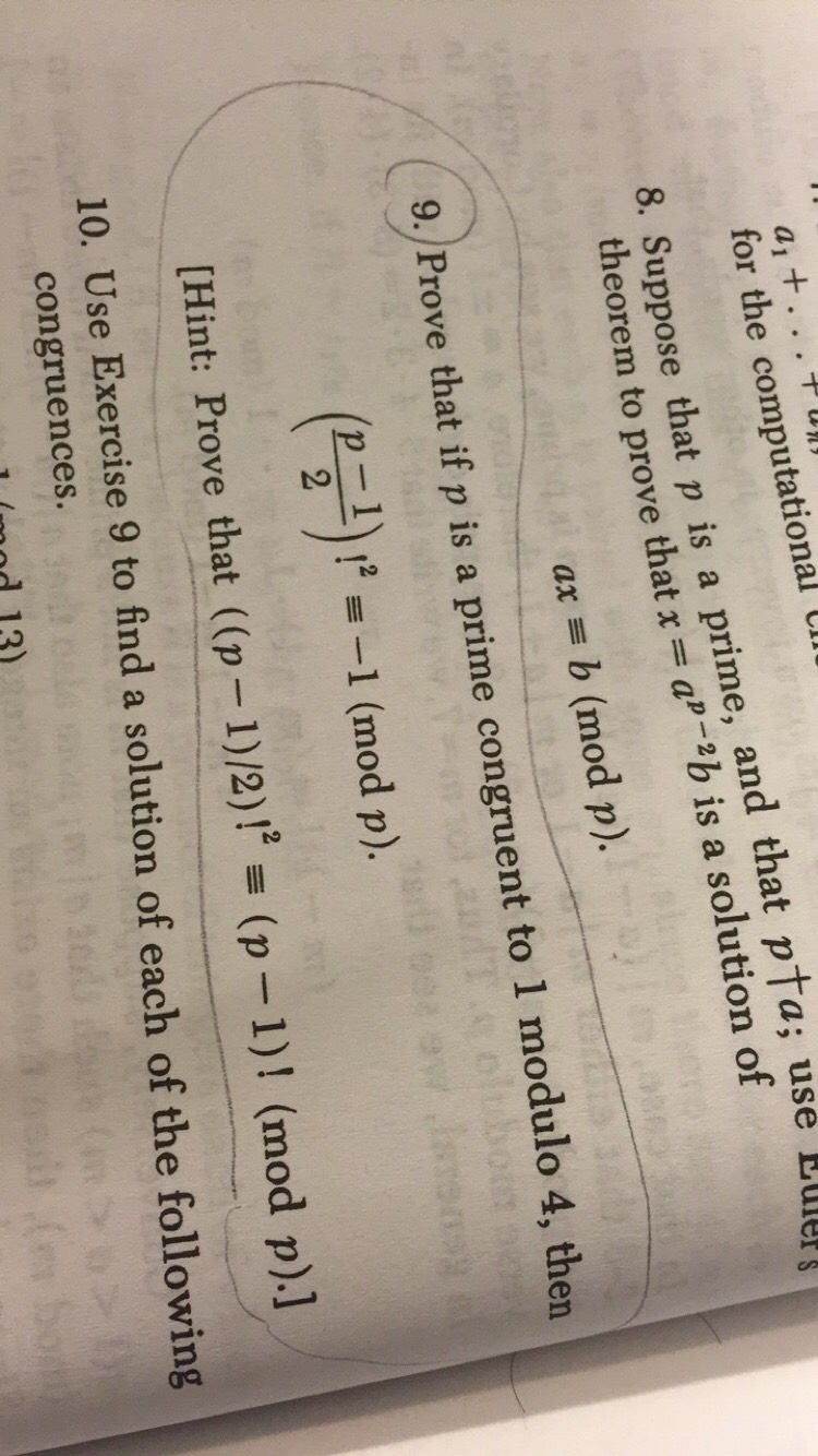 Solved Prove that if p is a prime congruent to 1 modulo 4, | Chegg.com