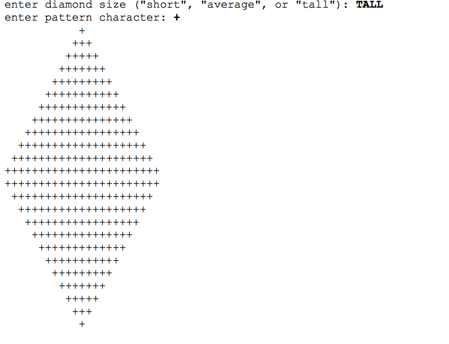 Solved Write a program that displays diamonds and hollow | Chegg.com