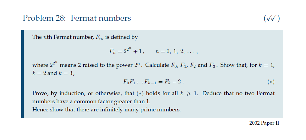 Solved Problem 28: Fermat numbers w) The nth Fermat number, | Chegg.com