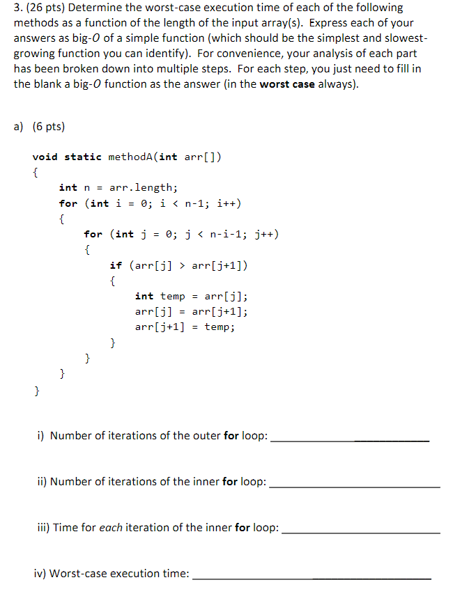 Solved 3. (26 pts) Determine the worst-case execution time | Chegg.com