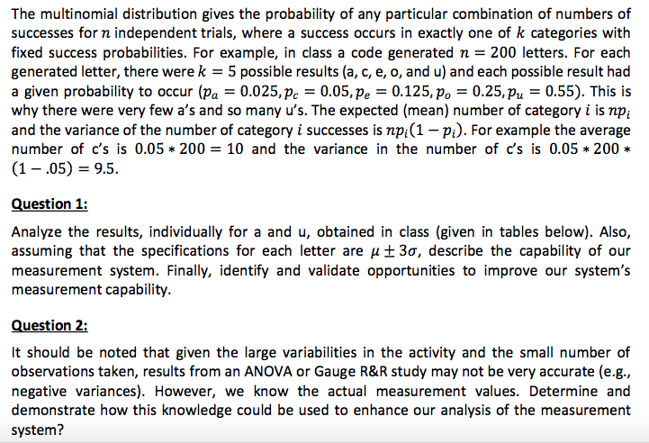 The multinomial distribution gives the probability of | Chegg.com