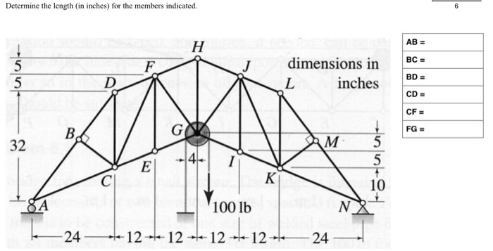 Show all steps and solve for length of each member | Chegg.com