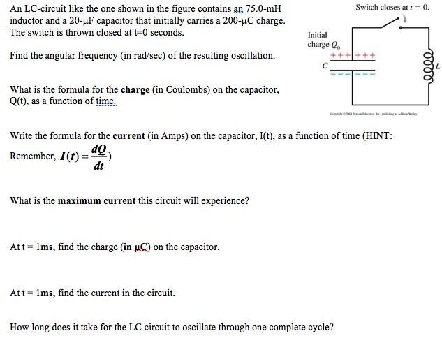 Solved An LC-circuit like the one shown in the figure | Chegg.com