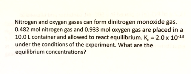 Solved Nitrogen and oxygen gases can form dinitrogen | Chegg.com