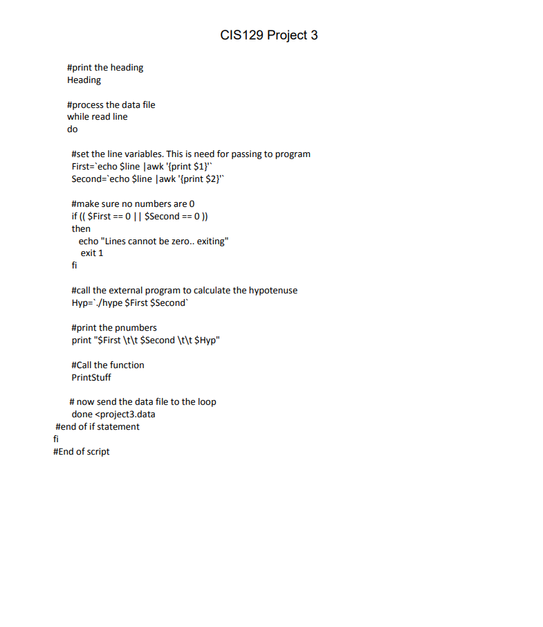 Solved CIS129 Project 3 1. Write a script that will take 2 | Chegg.com
