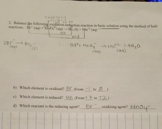 Solved 13 2. Balance the following oxidation-reduction | Chegg.com