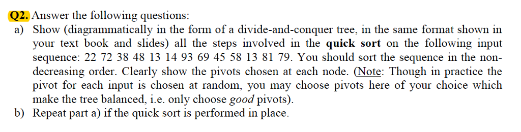 Q2. Answer the following questions: a) Show | Chegg.com