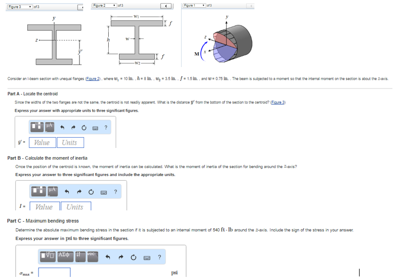 Solved Consider an I-beam section with unequal flanges, | Chegg.com