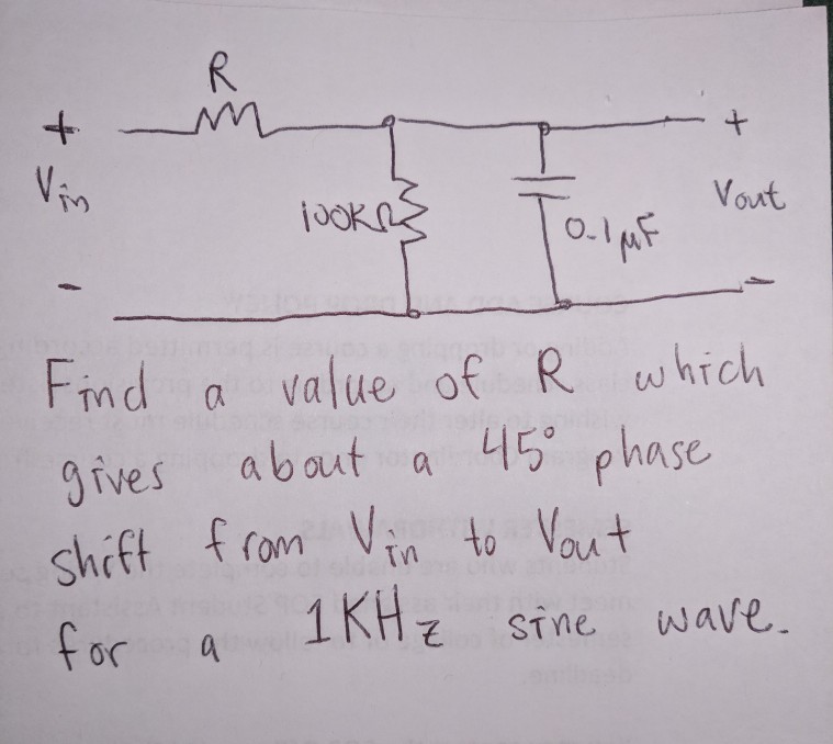 Solved find a value of R that gives about a 45 degree phase | Chegg.com