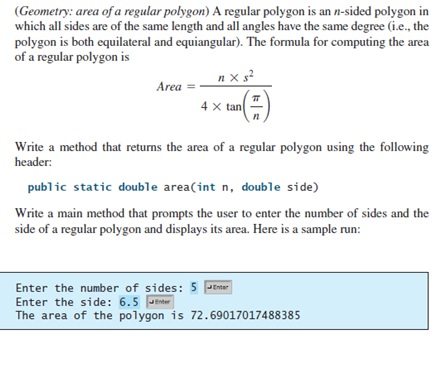 Solved (Geometry: area of a regular polygon) A regular | Chegg.com