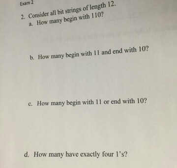 Solved Consider all bit strings of length 12. a. How many | Chegg.com