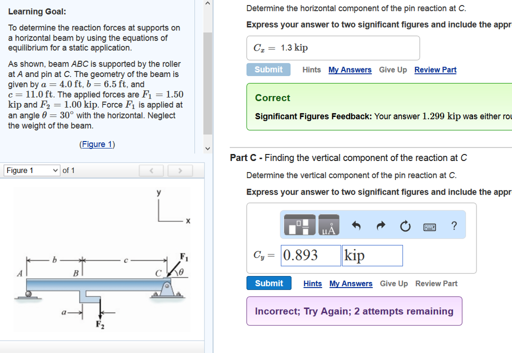 Solved To determine the reaction forces at supports on a | Chegg.com