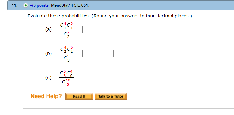 Solved 11. 13 points MendStat14 5.E.051 Evaluate these | Chegg.com