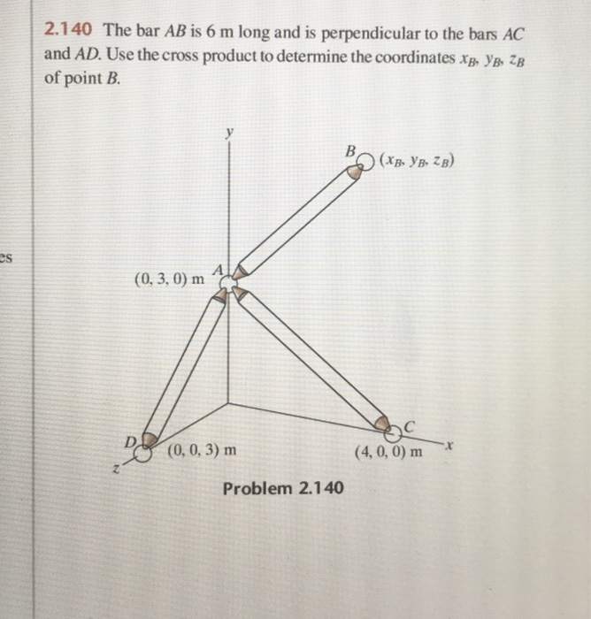 Solved The bar AB is 6 m long and is perpendicular to the | Chegg.com