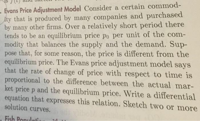 Solved Evans Price Adjustment Model Consider a certain | Chegg.com