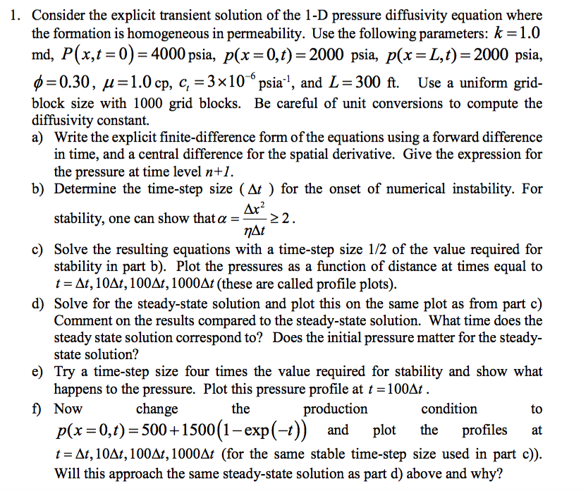 1 Consider The Explicit Transient Solution Of The