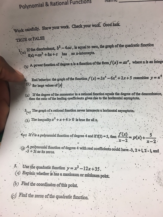 Solved If the discriminant, b^- 4ac, is equal to zero, the | Chegg.com