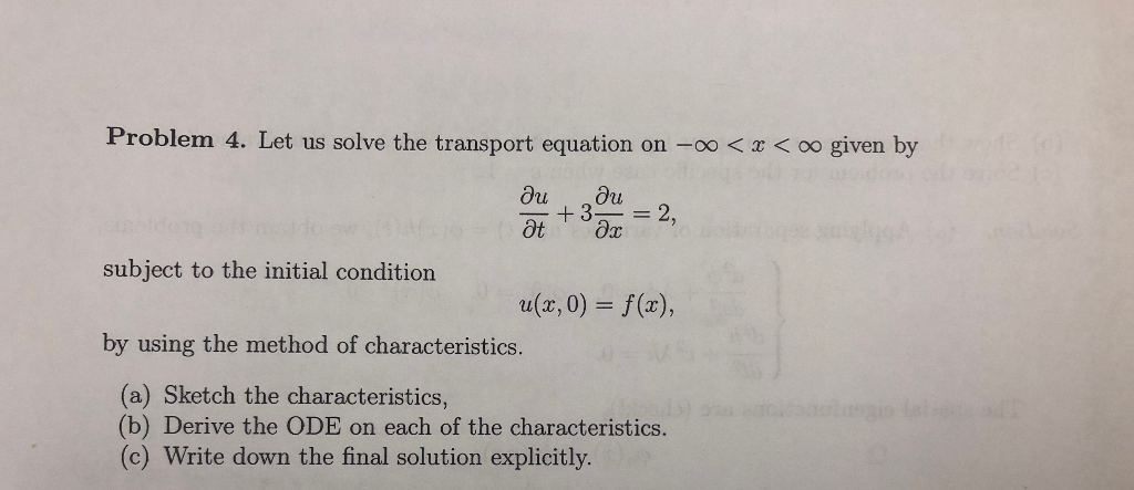Solved Problem 4. Let us solve the transport equation on | Chegg.com