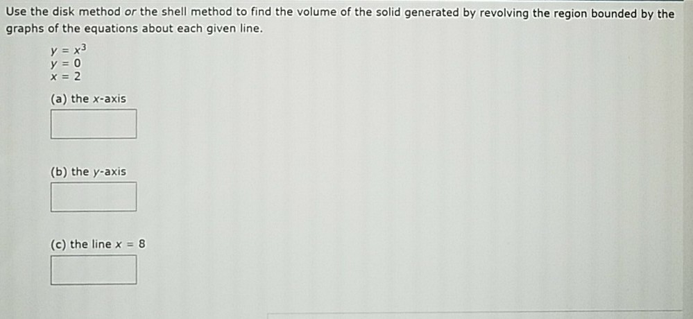 Solved Use the disk method or the shell method to find the | Chegg.com