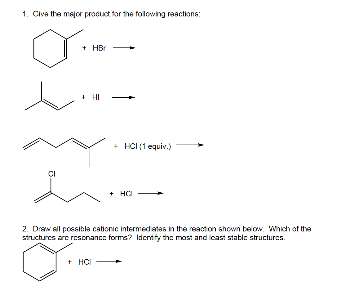 Solved Give the major product for the following reactions: | Chegg.com