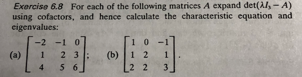 Solved Exercise 6.8 For each of the following matrices A | Chegg.com