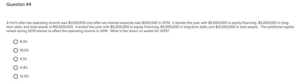 Solved A firm's after-tax operating income was $1,000,000 | Chegg.com