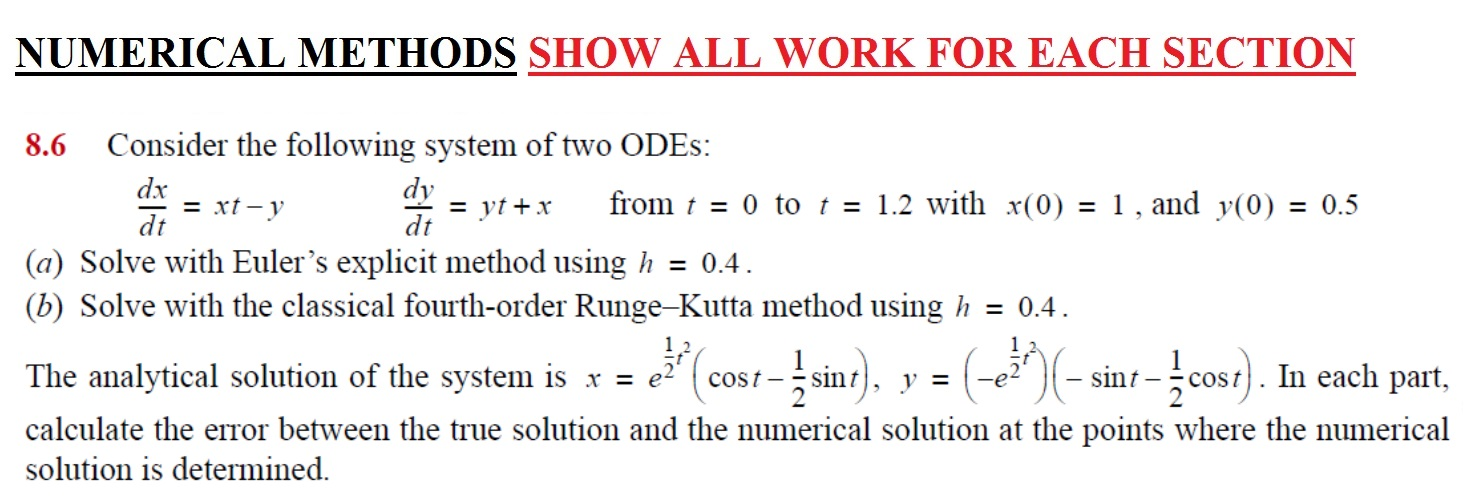 Solved Consider the following system of two ODEs: dx/dt = | Chegg.com