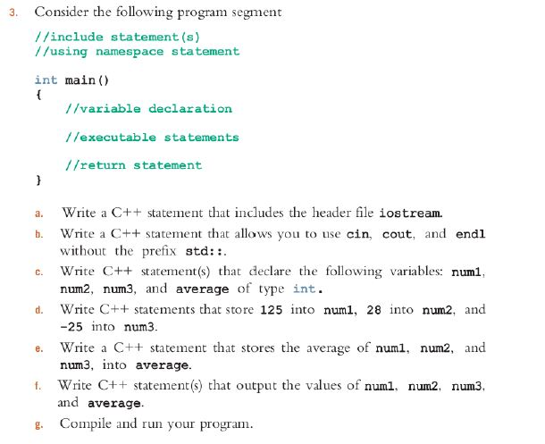 Solved Consider The Following Program Segment Include 