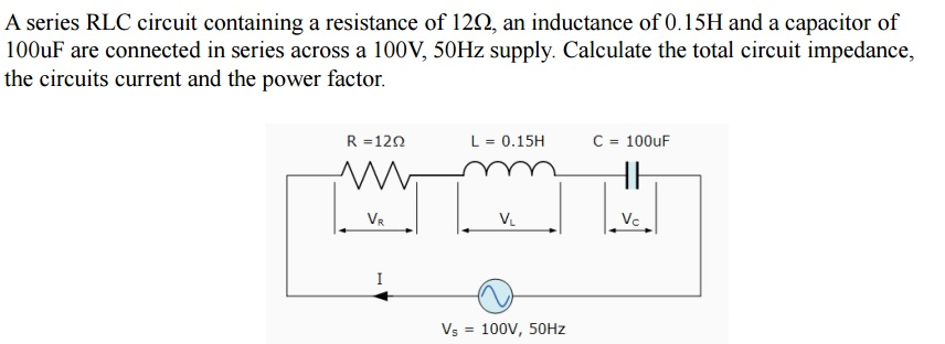 Solved A series RLC circuit containing a resistance of 12f2, | Chegg.com