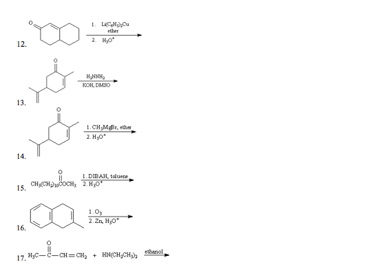 Solved ether KOH, DMSO 13. 1.CH3MBr, eth 2. H30 14 0 . | Chegg.com