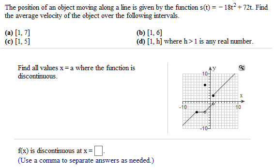 Solved The Position Of An Object Moving Along A Line Is