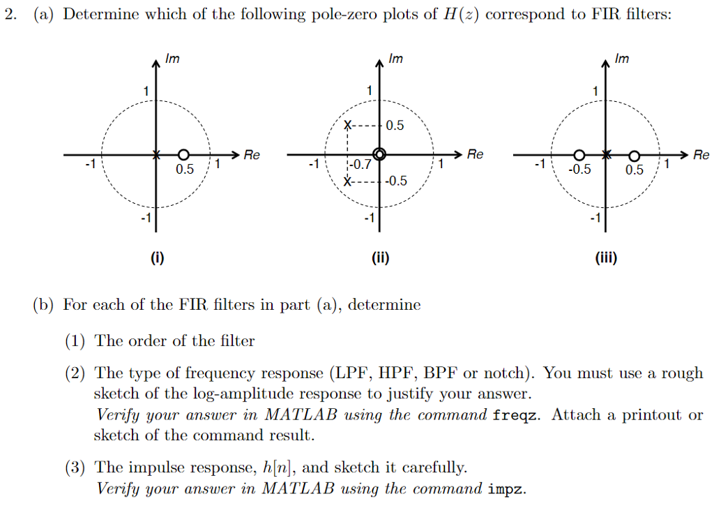 Solved 2. (a) Determine which of the following pole-zero | Chegg.com