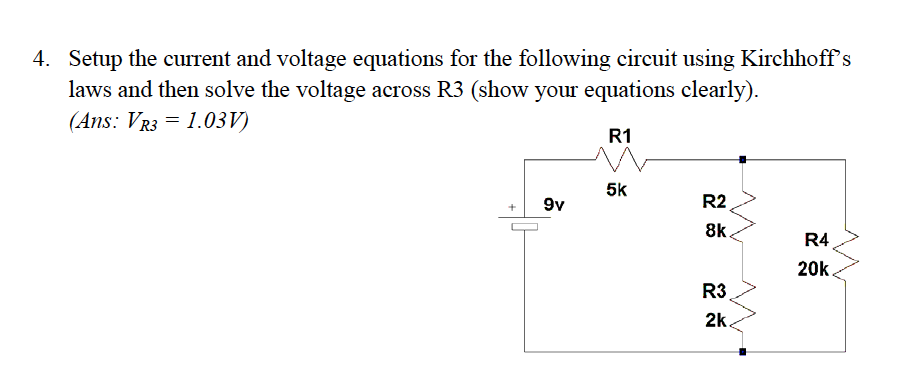 Solved Setup the current and voltage equations for the | Chegg.com