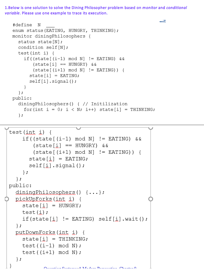 1.Below is one solution to solve the Dining | Chegg.com