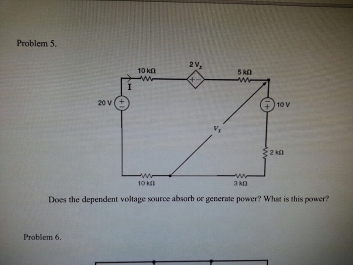 Solved Does the dependent voltage source absorb or generate | Chegg.com