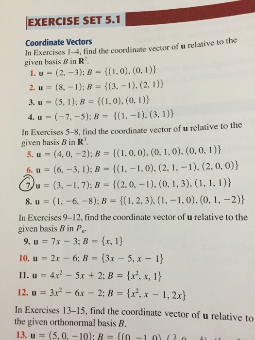 Solved In Exercises 1-4. find the coordinate vector of u | Chegg.com
