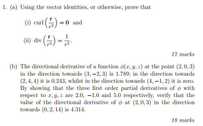 Solved 1. (a) Using the vector identities, or otherwise, | Chegg.com