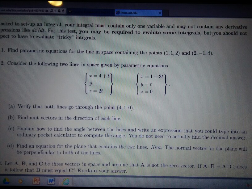Solved asked to set-up an integral, your integral must | Chegg.com