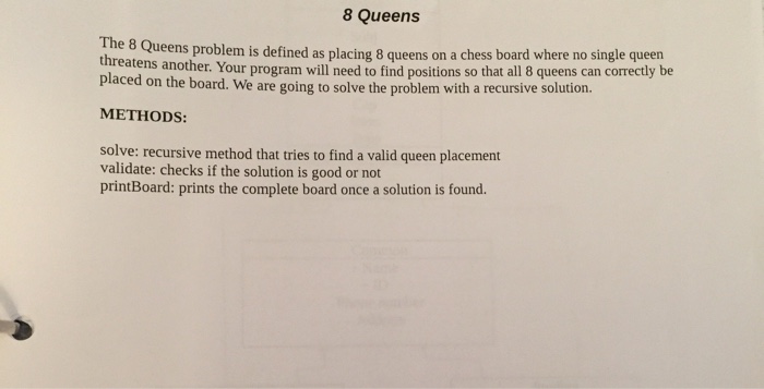Solved The 8 Queens Problem is defined as placing 8 queens | Chegg.com