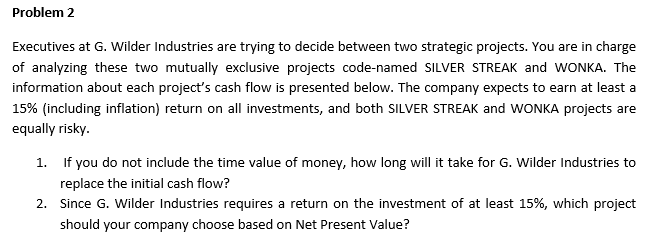 Solved Problem 2 Executives at G. Wilder Industries are | Chegg.com