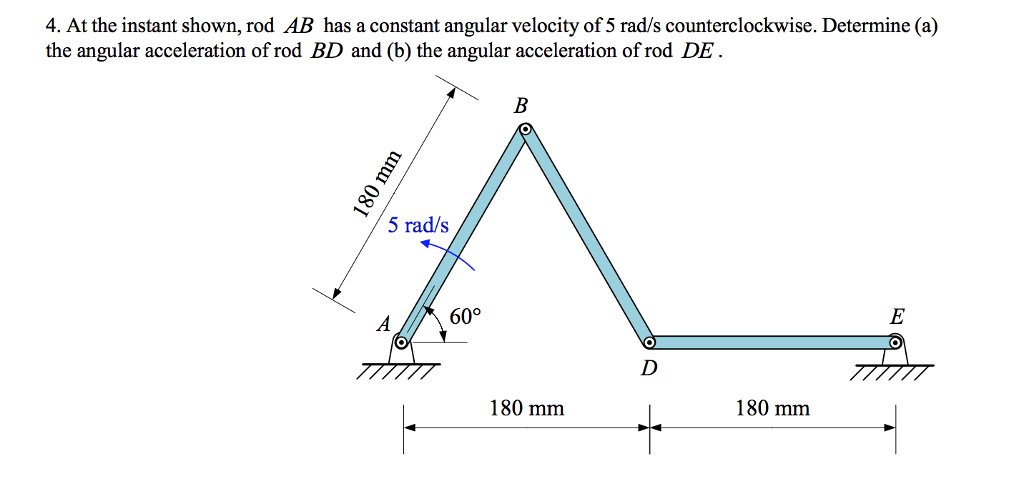 Solved 4. At the instant shown, rod AB has a constant | Chegg.com