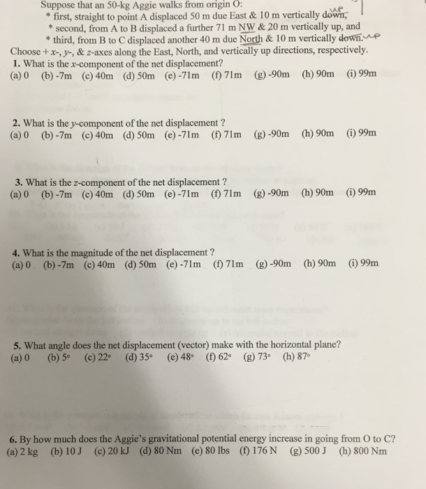 Solved A) what is the x component net displacement? | Chegg.com