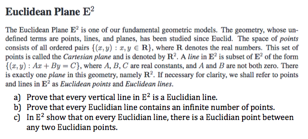 Solved The Euclidean Plane E^2 is one of our fundamental | Chegg.com