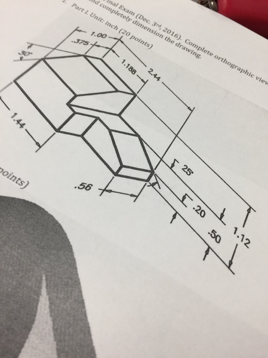 Solved Complete orthographic completely dimension the | Chegg.com