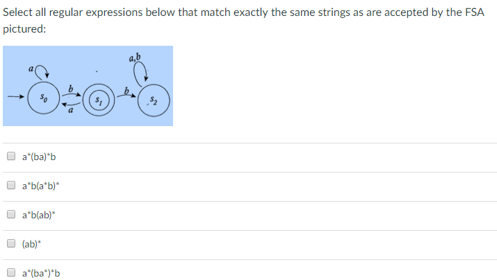 Solved Select all regular expressions below that match | Chegg.com