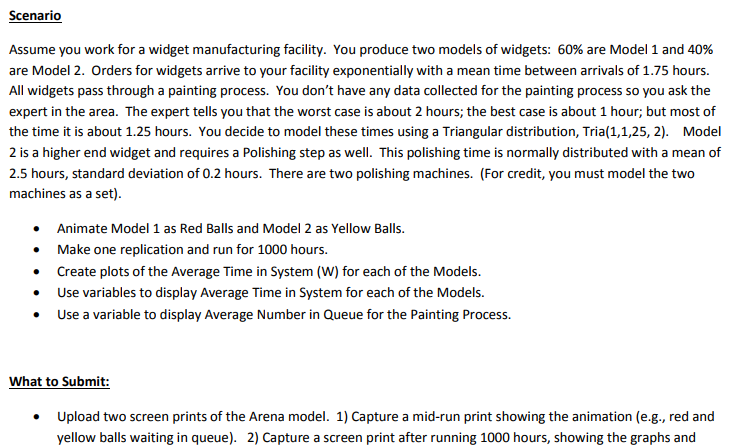 Scenario Assume you work for a widget manufacturing | Chegg.com