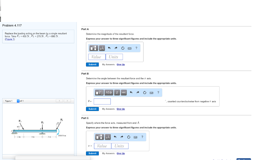 Solved Problem 4.117 Part A Replace the loading a force. | Chegg.com