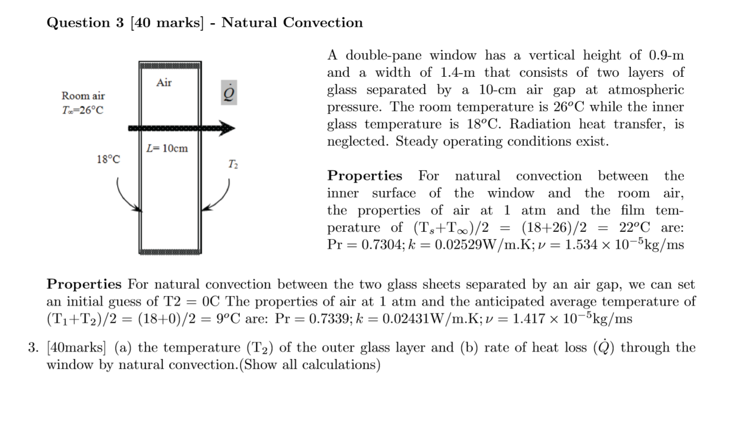 Solved A double-pane window has a vertical height of 0.9-m | Chegg.com