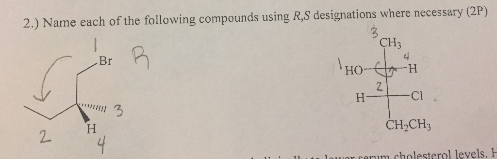 Solved Name each of the following compounds using R,S | Chegg.com