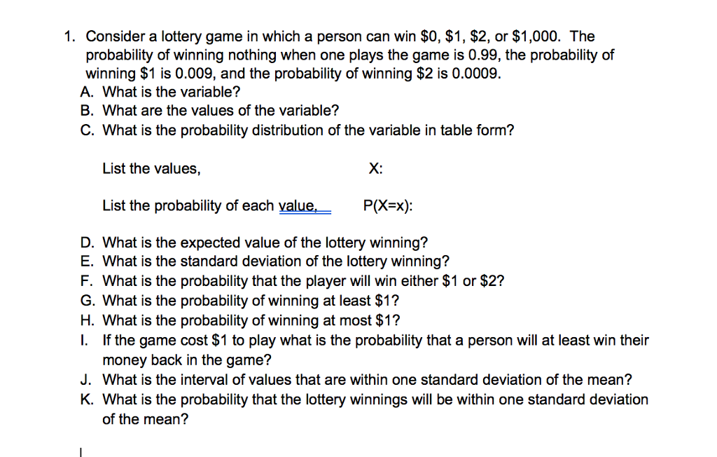 Solved 1. Consider a lottery game in which a person can win | Chegg.com